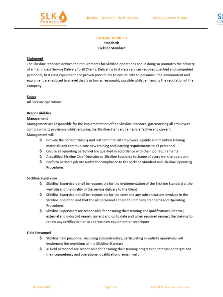 Slickline Standard | PDF