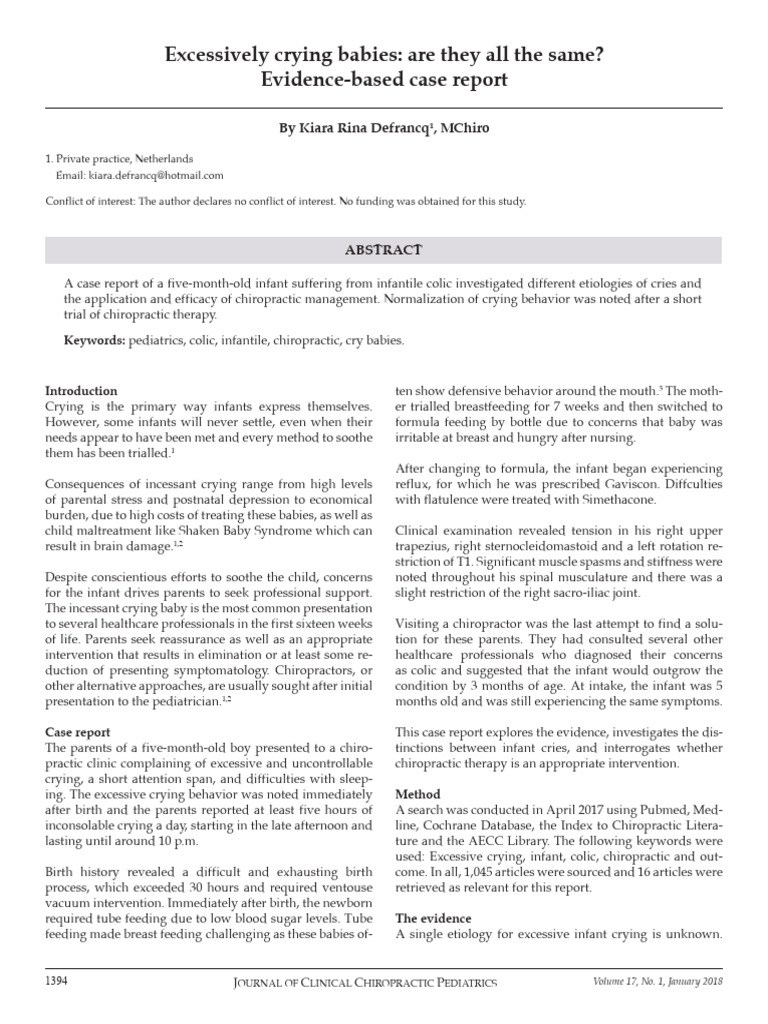 Crying | PDF | Chiropractic | Infants