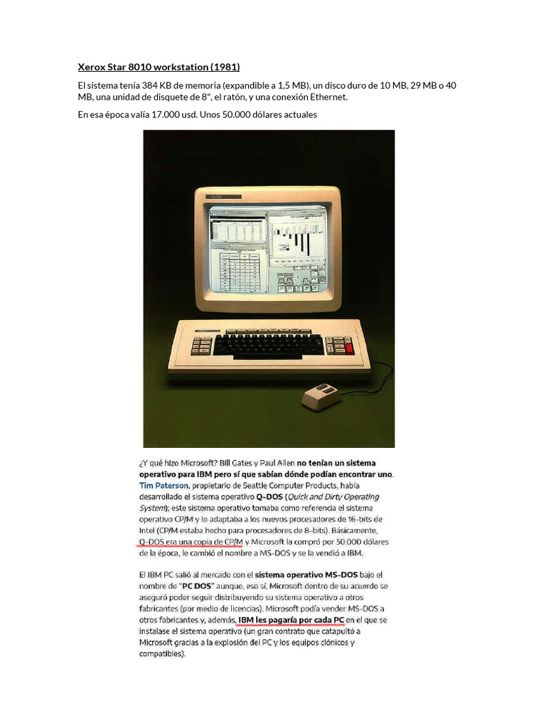 Xerox Star 8010: Innovación en 1981 | PDF