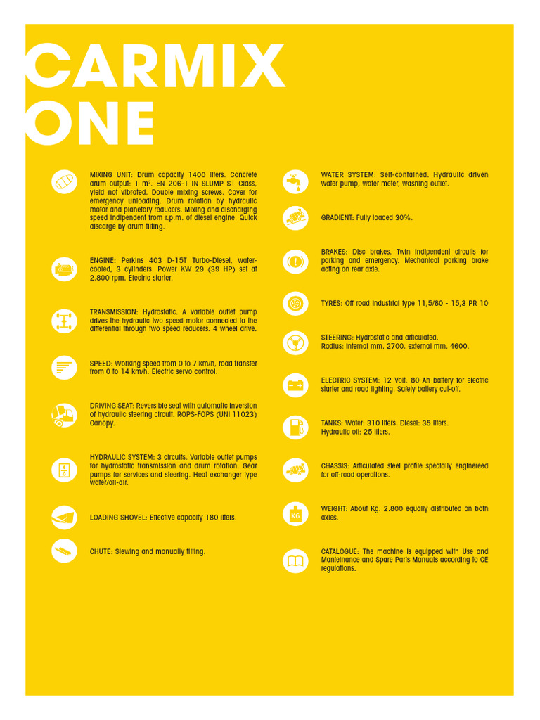 07_Carmix_Schede_A4_ENG_ONERID | PDF | Brake | Electric Motor