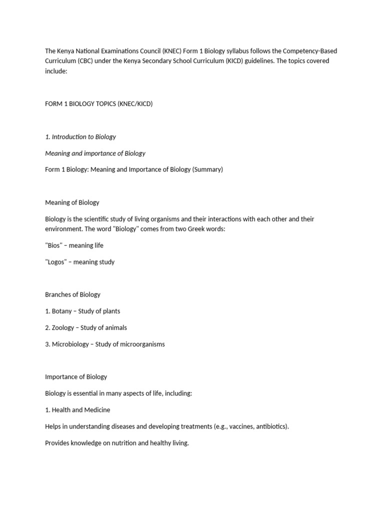 Biology Form 1: Topic 1 | PDF | Experiment | Biotechnology