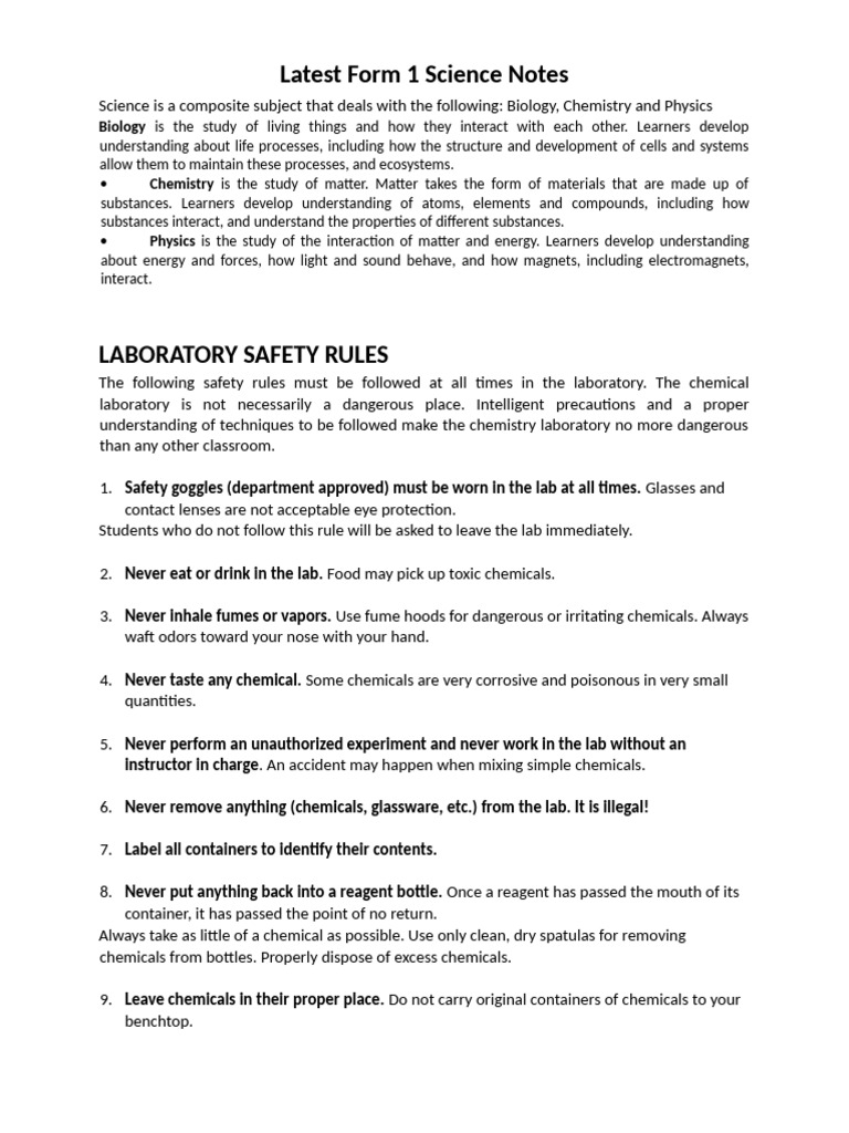 Essential Science Lab Safety Guidelines | PDF | Laboratories ...