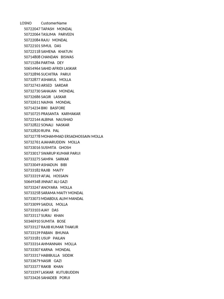 Customer List with Names and IDs | PDF