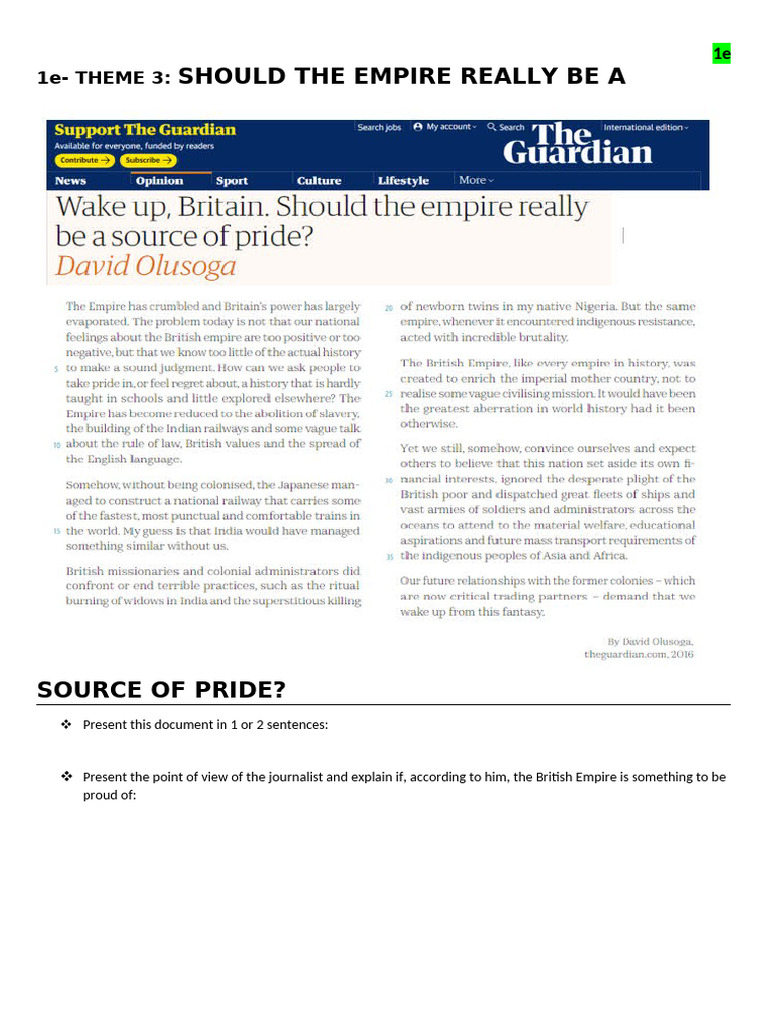 British Empire: Pride or Regret? | PDF