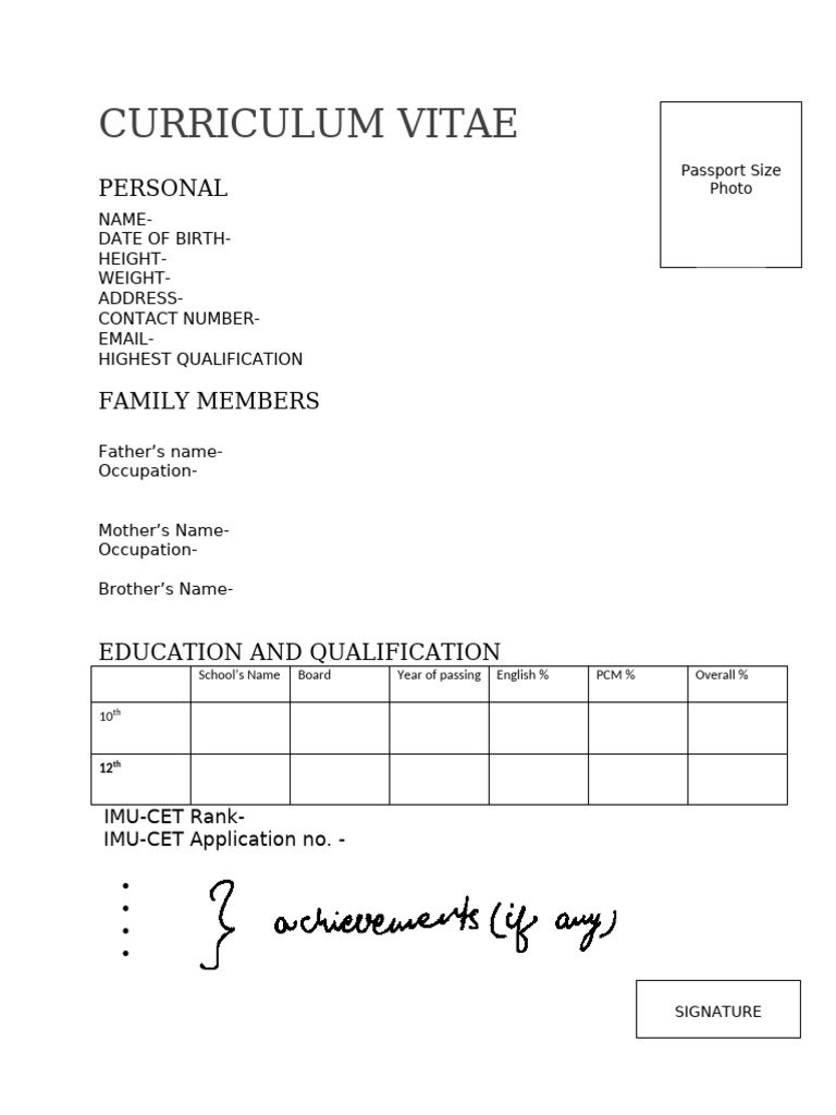 Comprehensive CV Template Guide | PDF