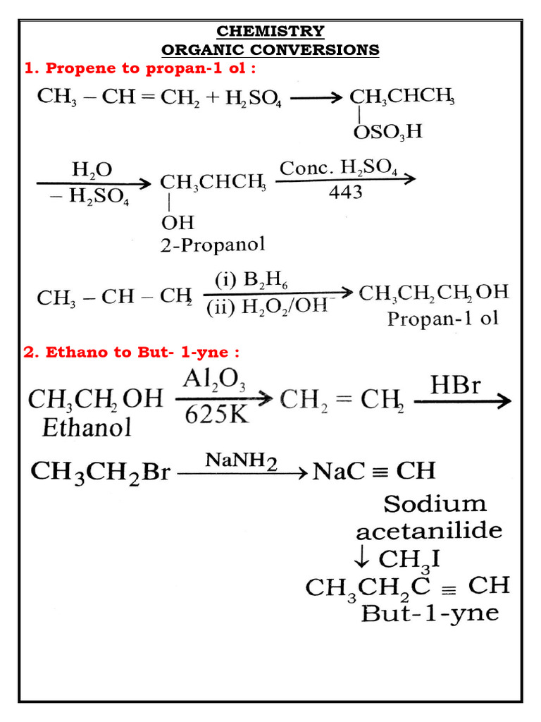 Organic Chemistry Conversion Reactions | PDF | Ethanol | Benzene