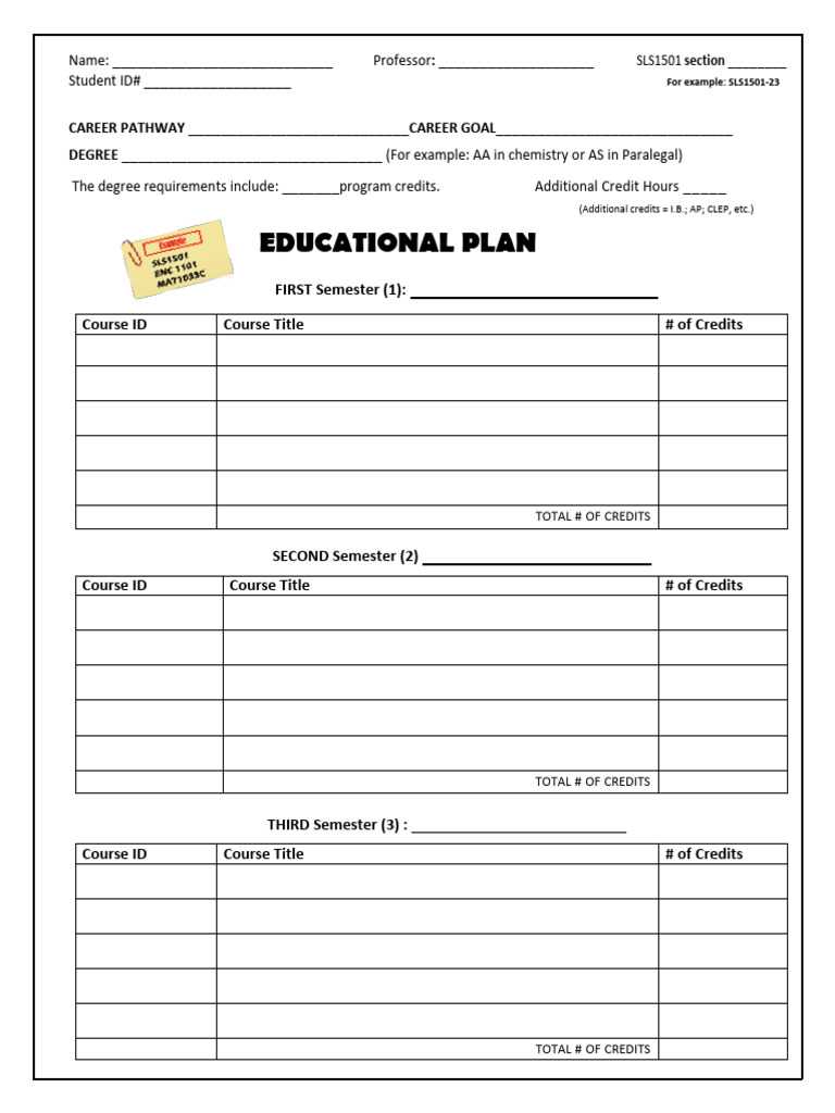 College Educational Plan Template | PDF