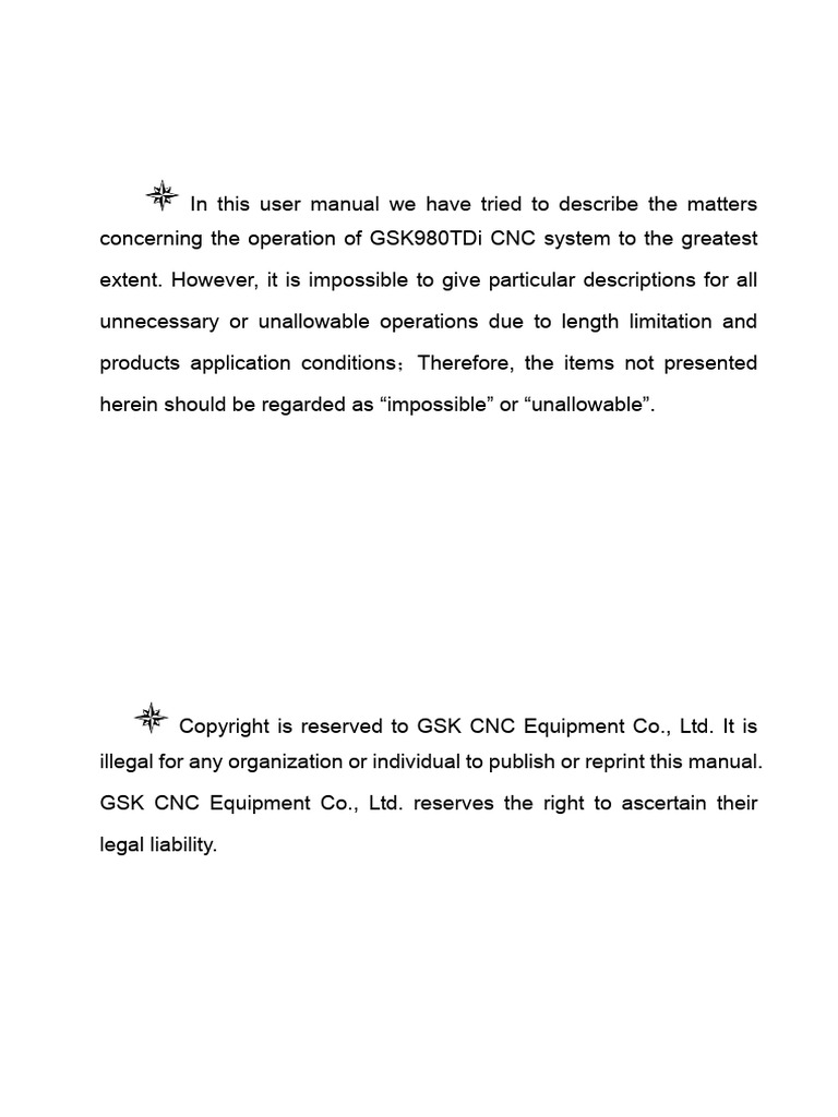 GSK-980TDi-CNC Lathe-User Manual - Programming, Operation, Installation and Connection | PDF ...