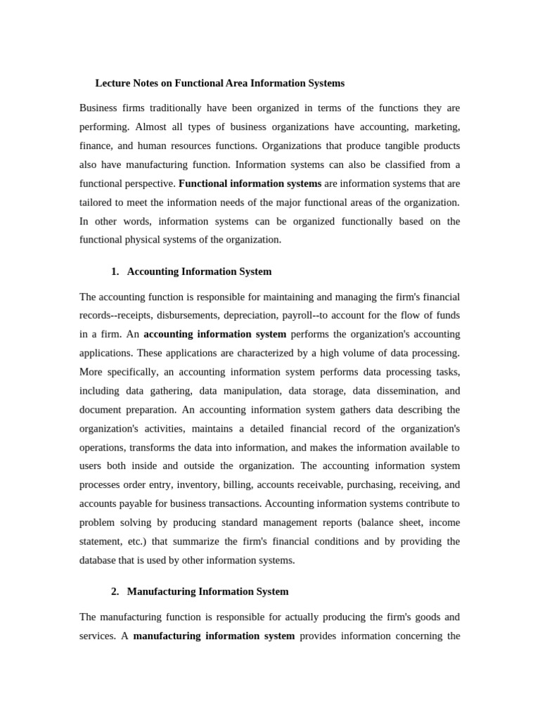 Overview of Functional Area Systems | PDF | Marketing | Information