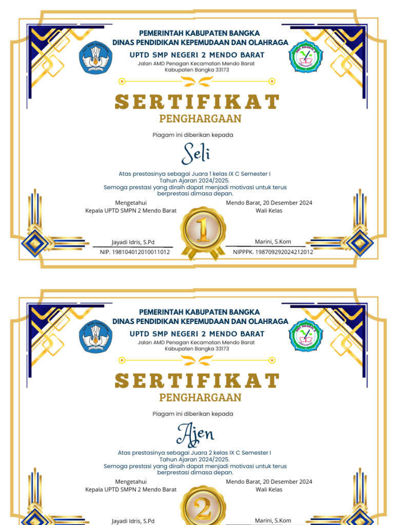 Sertifikat Penghargaan Lomba Karya Tulis Ilmiah | PDF