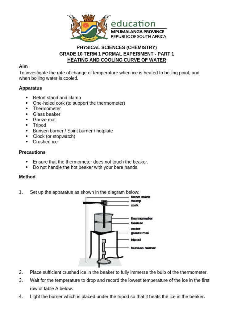 GRADE 10 TERM 1 FORMAL EXPERIMENT (Part 1) Chemistry Edited | PDF ...