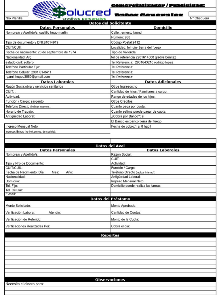 Copia de DATERO SOLUCRED (A Editar) .XLSX - Hoja1 | PDF