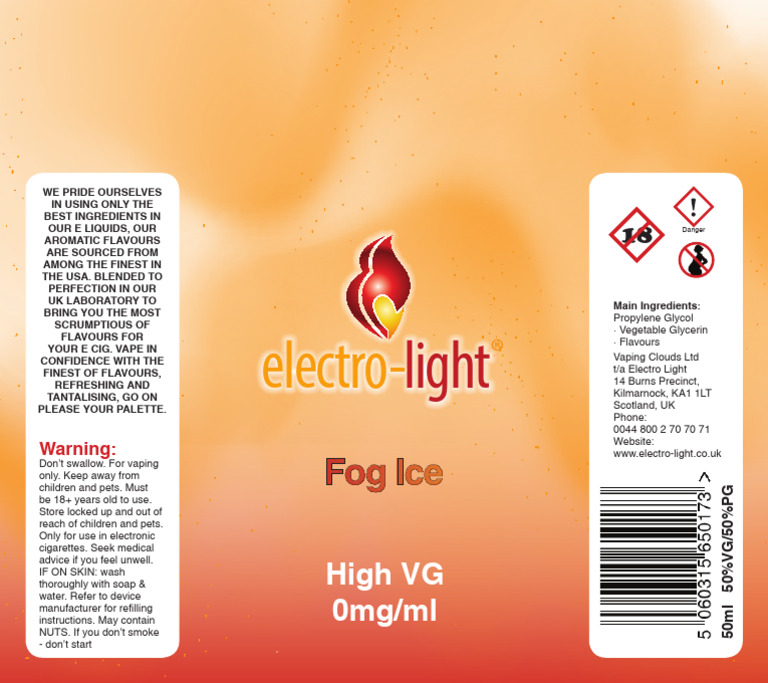 Electro Light Fog Ice Label 90x80mm | PDF
