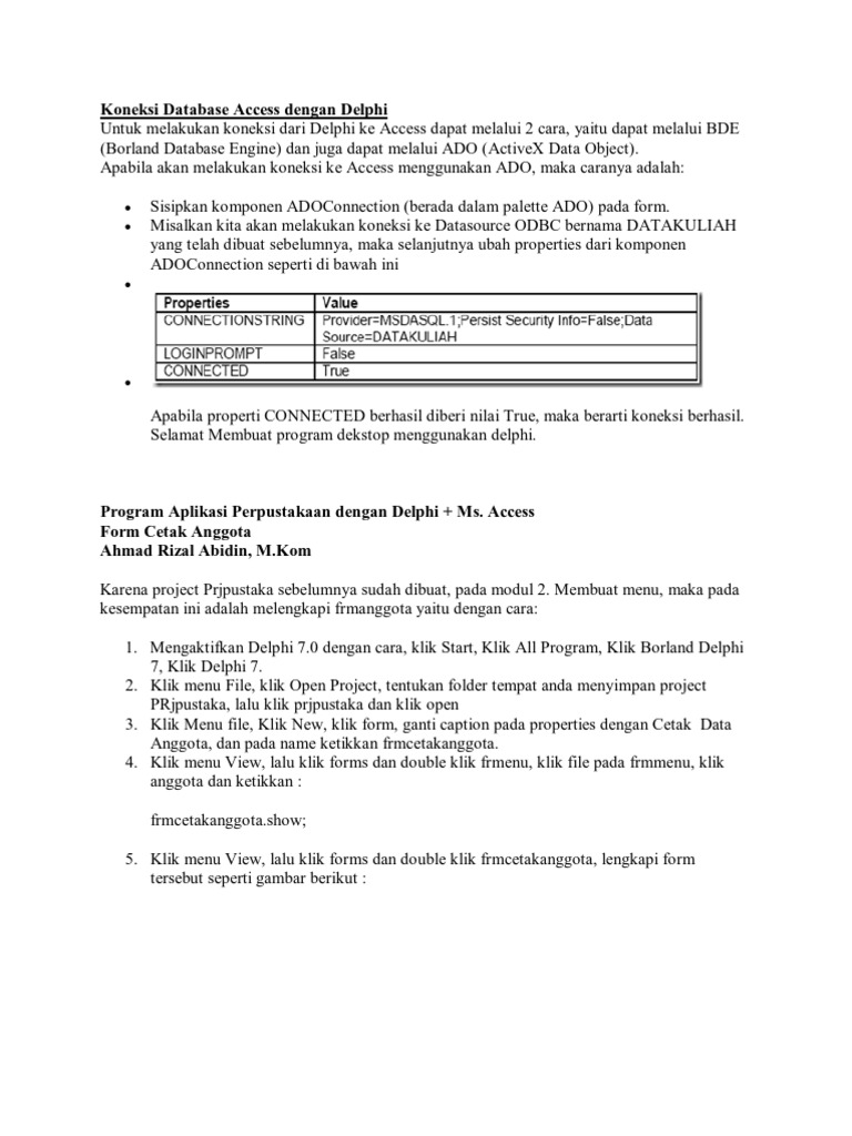 Koneksi Database Access Dengan Delphi | PDF
