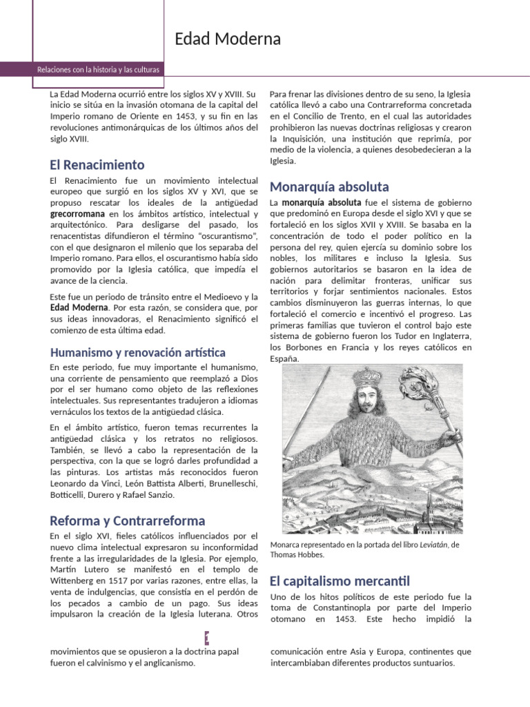 Edad Moderna | PDF | Período moderno temprano | Renacimiento