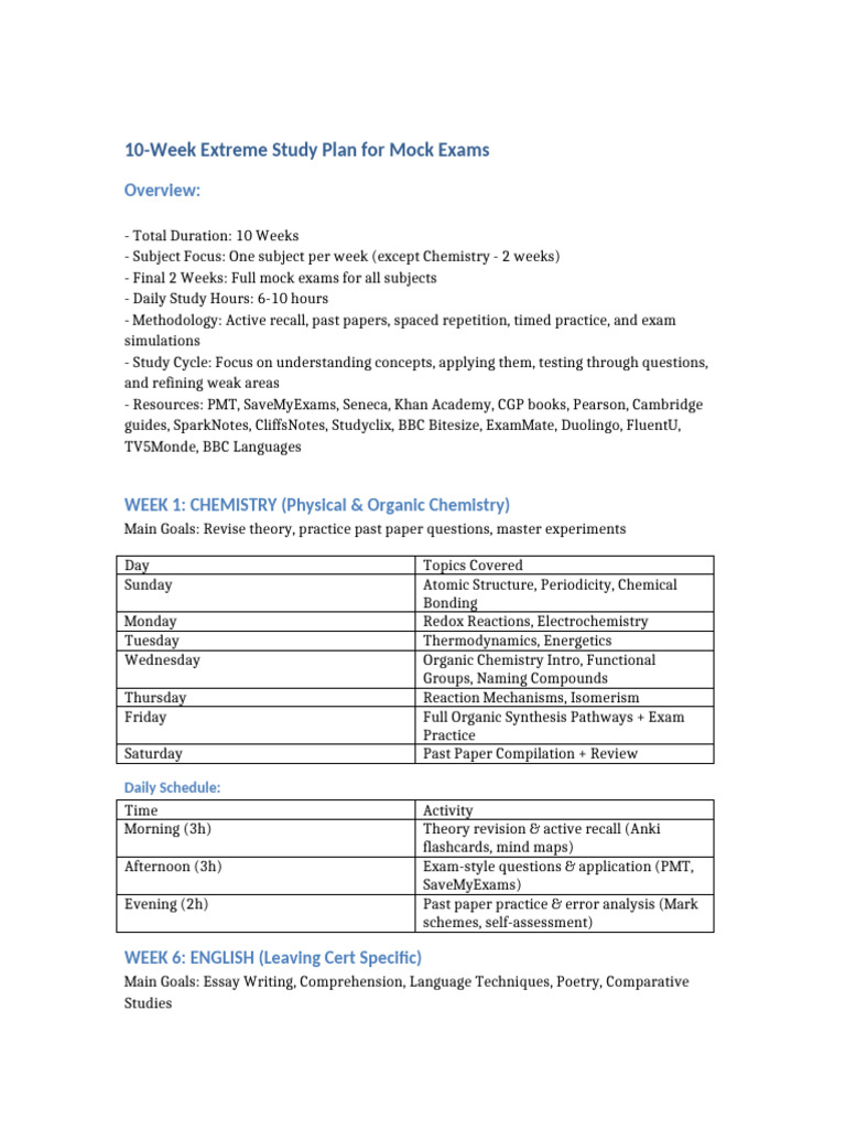 Detailed_Study_Plan (1) | PDF | Chemistry | Essays