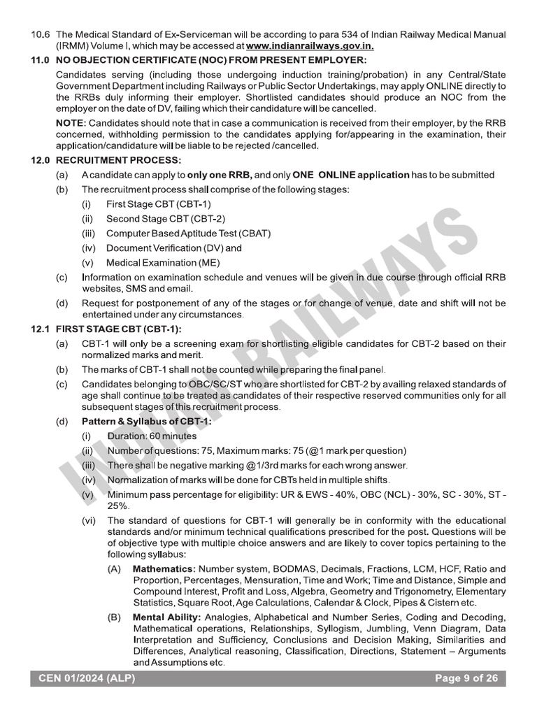 RRB ALP Syllabus 2024 | PDF