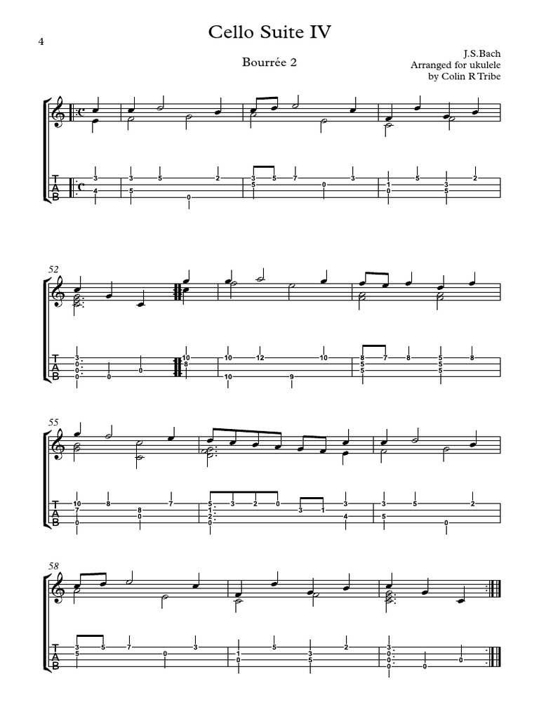 Bach Cello Suite IV Bourrée 2 | PDF