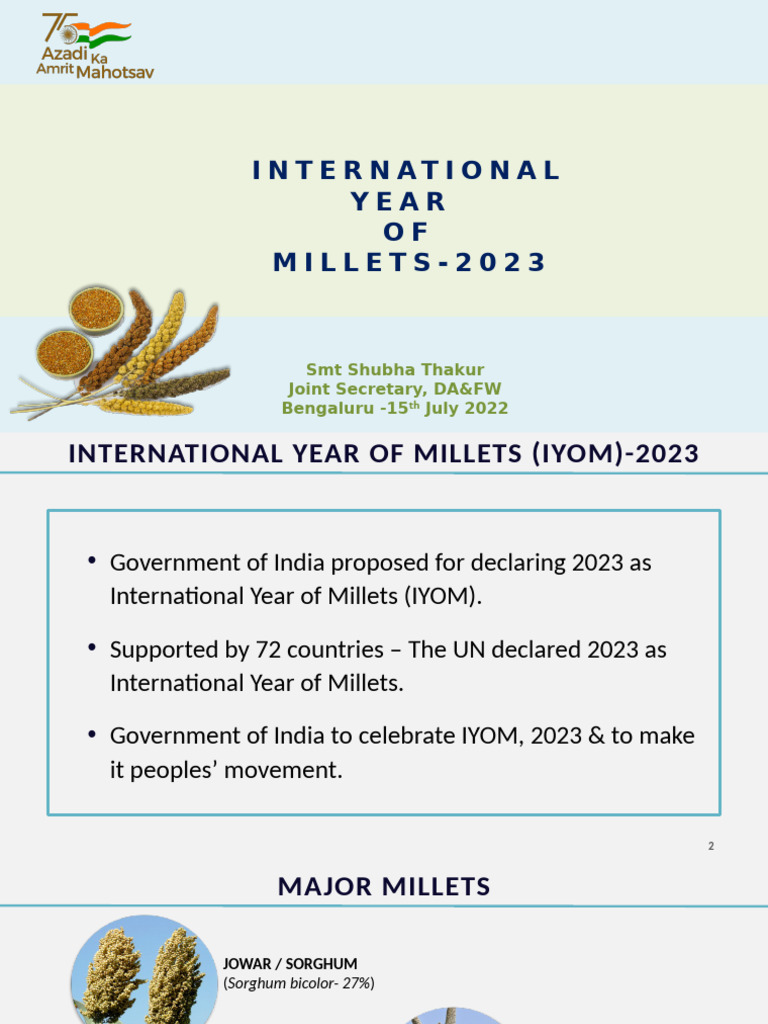 Presenation On International Year of Millets - 0 | PDF | Cereals