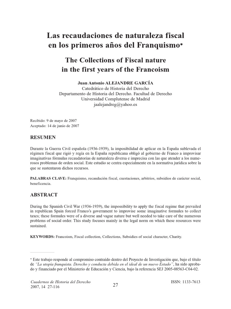 Recaudación Fiscal en el Franquismo | PDF | España | guerra civil Española