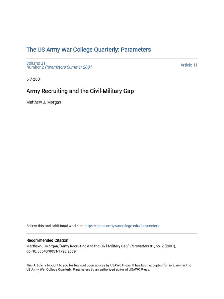 Army Recruiting and The Civil-Military Gap | PDF | Military | Adolescence