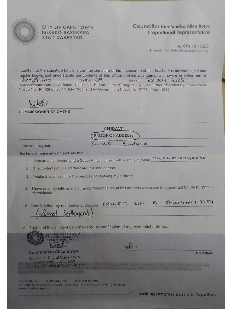 Sinako Proof of Address | PDF