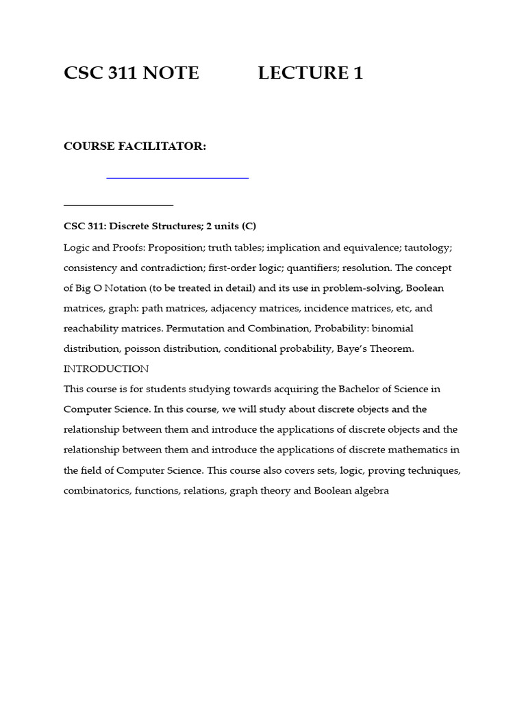 DISCRETE STRUCTURE LECTURE 1 2023 | PDF | Set (Mathematics) | Discrete ... DISCRETE STRUCTURE LECTURE 1 2023 | PDF | Set (Mathematics) | Discrete ...