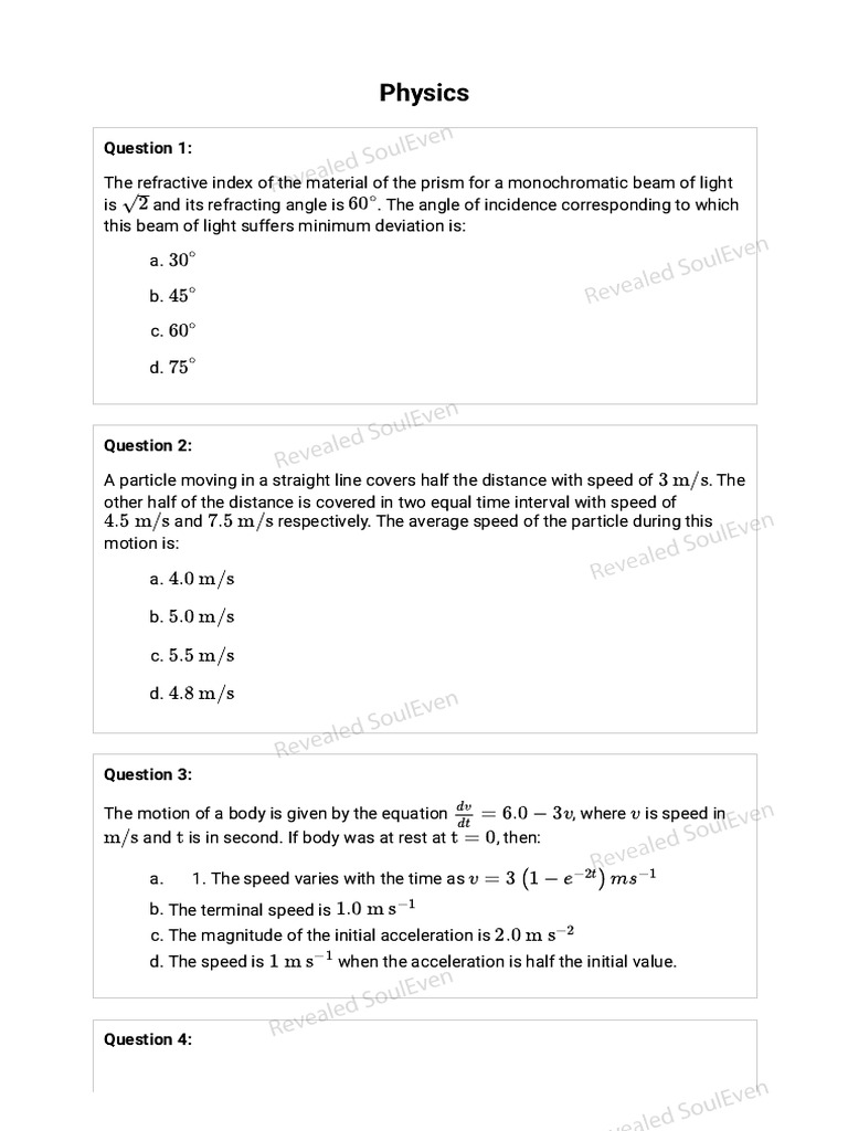 Physics Test - 4 | PDF | Reynolds Number | Electron