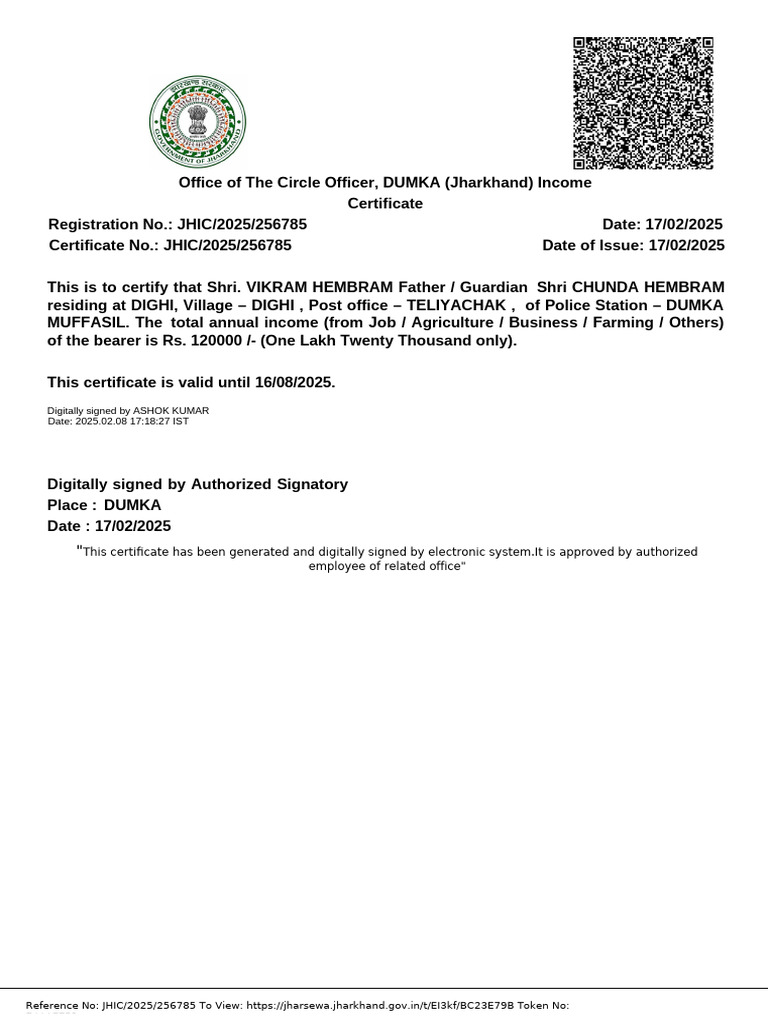 Income Certificate | PDF