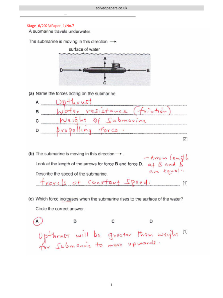 2023-22-Forces-and-their-effects-checkpoint_primary-physics-progression-stage-6_solved | PDF
