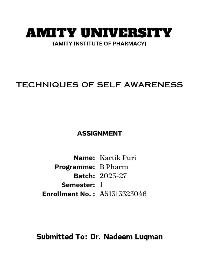 Techniques of Self Awareness | PDF | Self Awareness | Thought
