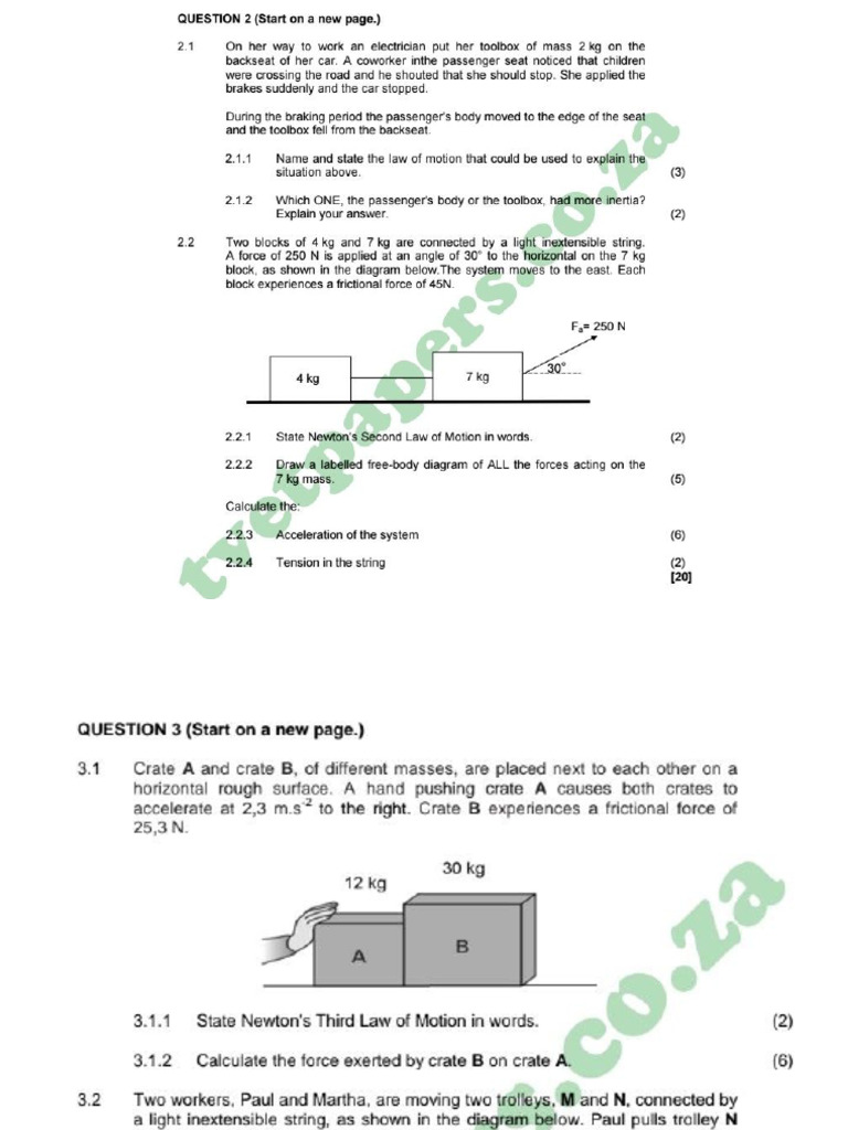 Newtons Laws Past Papers | PDF