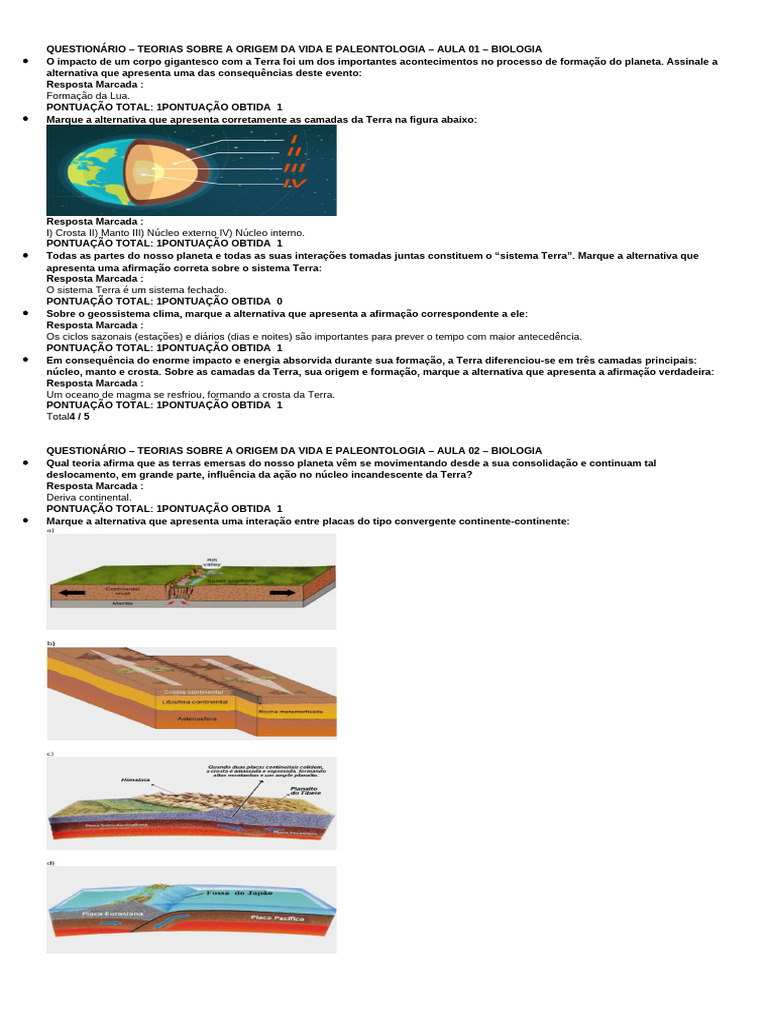 Teorias da Origem da Vida e Paleontologia | PDF | Fóssil | Vida