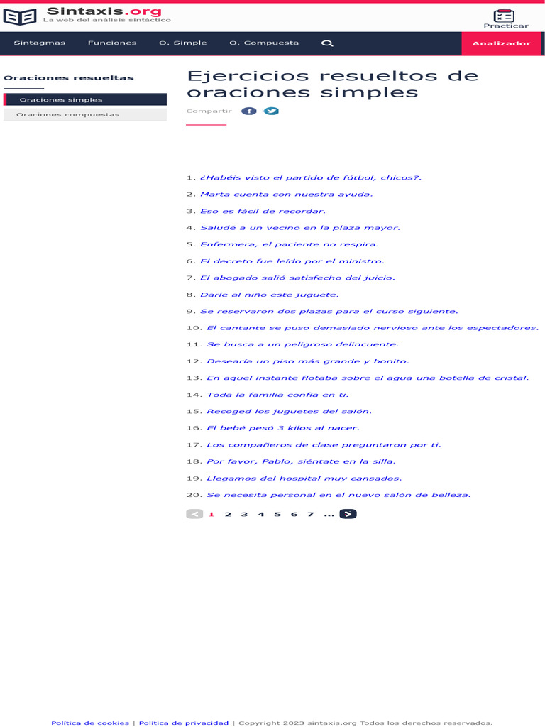 Ejercicios Resueltos de Oraciones Simples | PDF