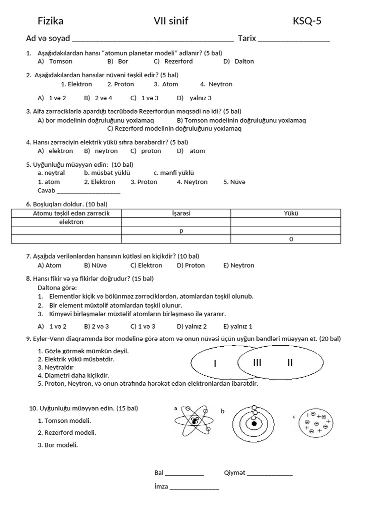 Fizika 7-Ci Sinif KSQ-5 | PDF