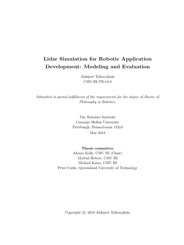 Lidar Simulation for Robotic Application | PDF | Simulation | Lidar