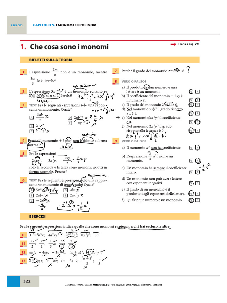 1_Monomi e Polinomi Esercizi | PDF
