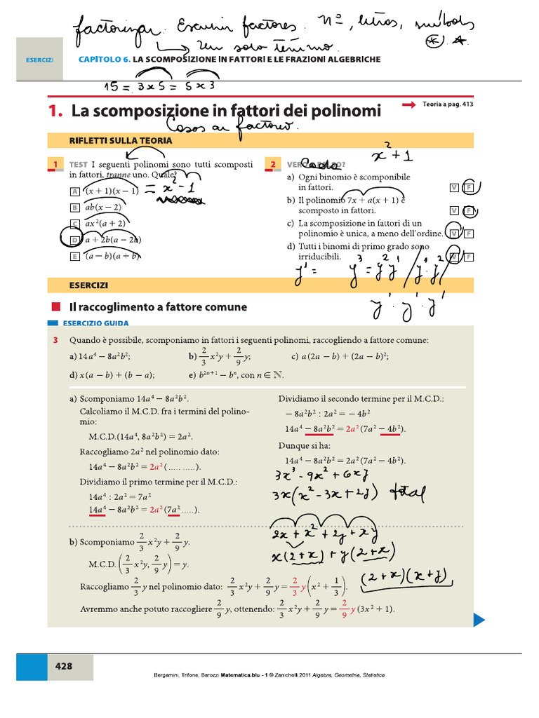 2 Scomposizioni Di Polinomi Esercizi | PDF