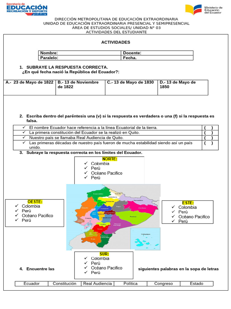 4 Actividades - Estudiantiles - EESS - Unidad - 3 | PDF