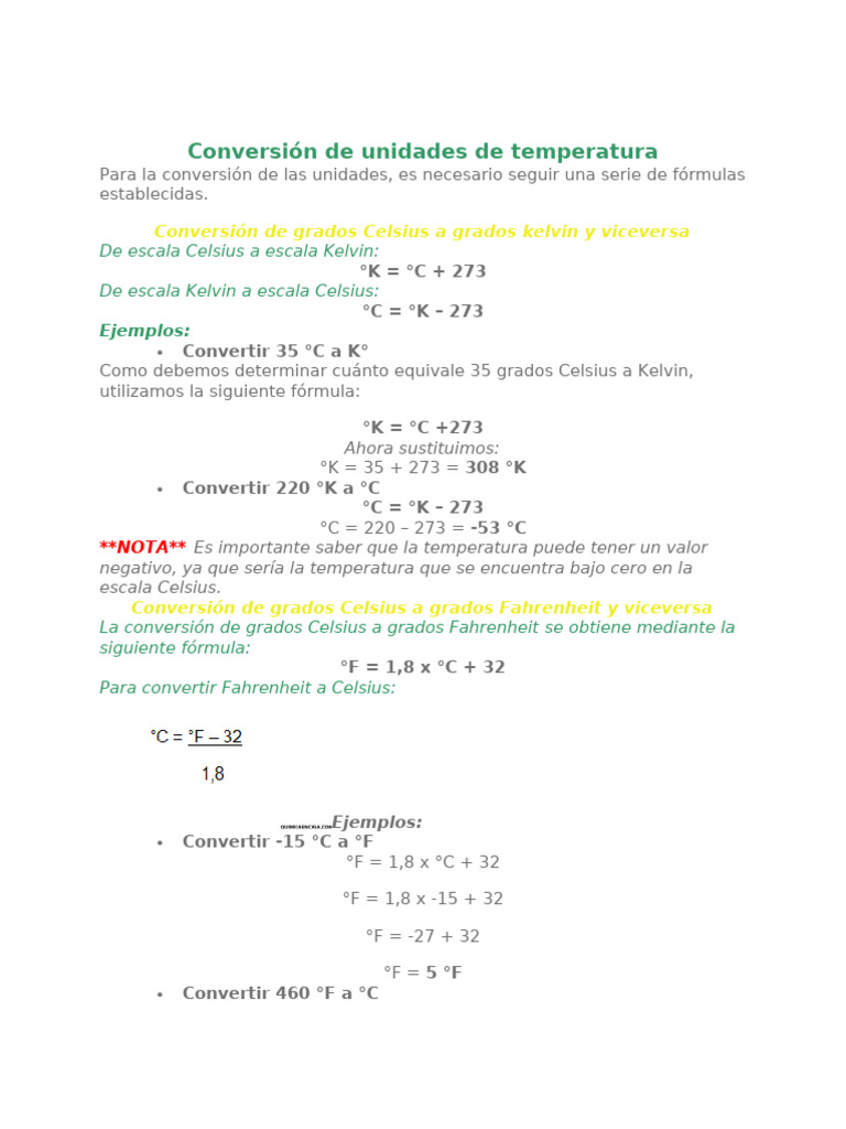 Conversión de Unidades de Temperatura | PDF | Celsius | Fahrenheit
