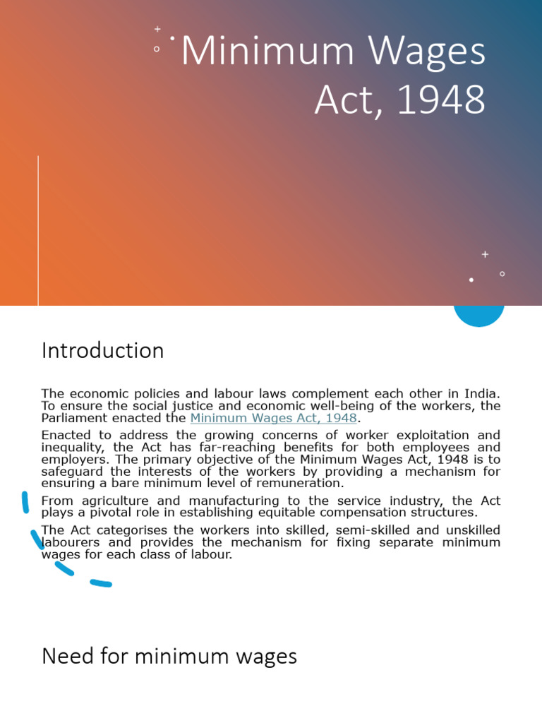 Minimum Wages Act 1948 Overview | PDF | Cost Of Living | Employment