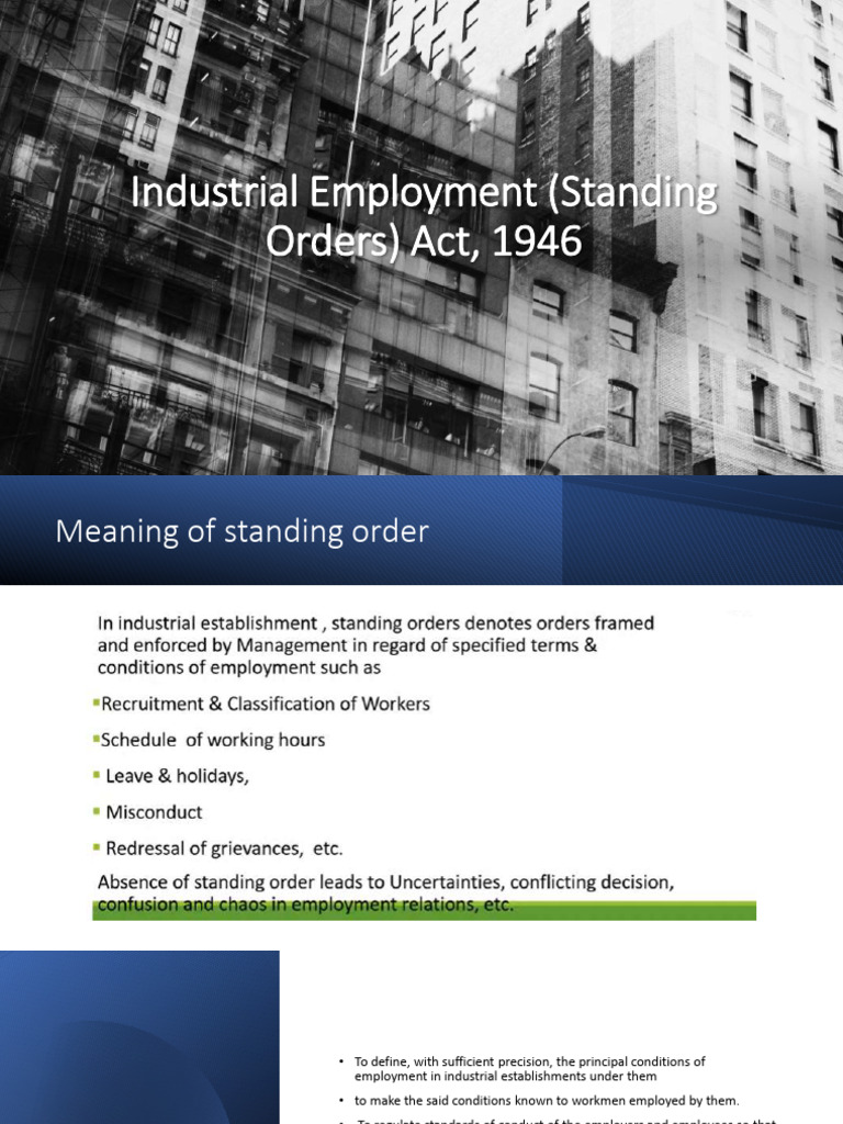 Industrial Employment (Standing Orders) Act | PDF | Employment | Labour Law