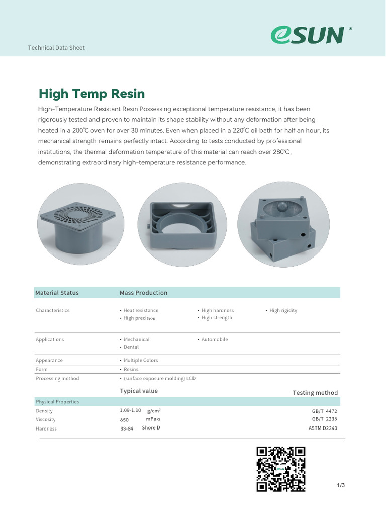 High-Temperature Resistant Resin Data | PDF | Strength Of Materials ...