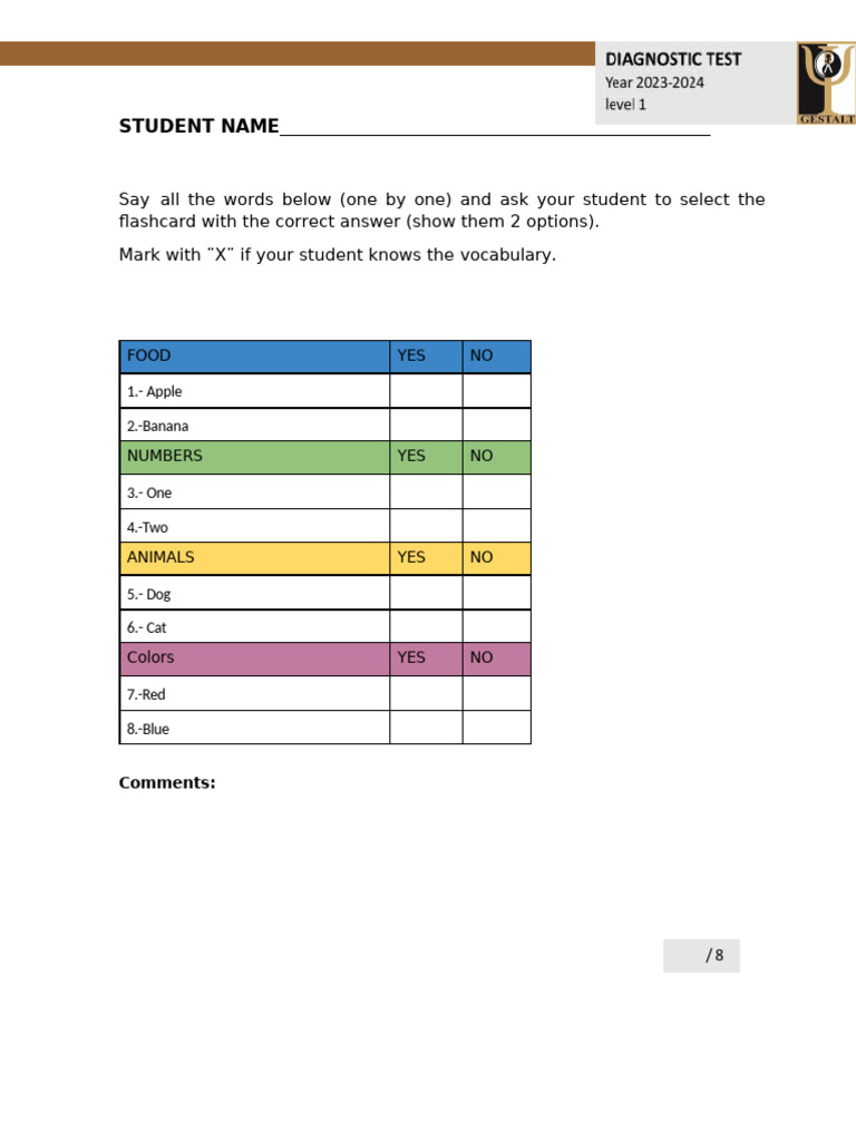 Vocabulary Flashcard Assessment Guide | PDF