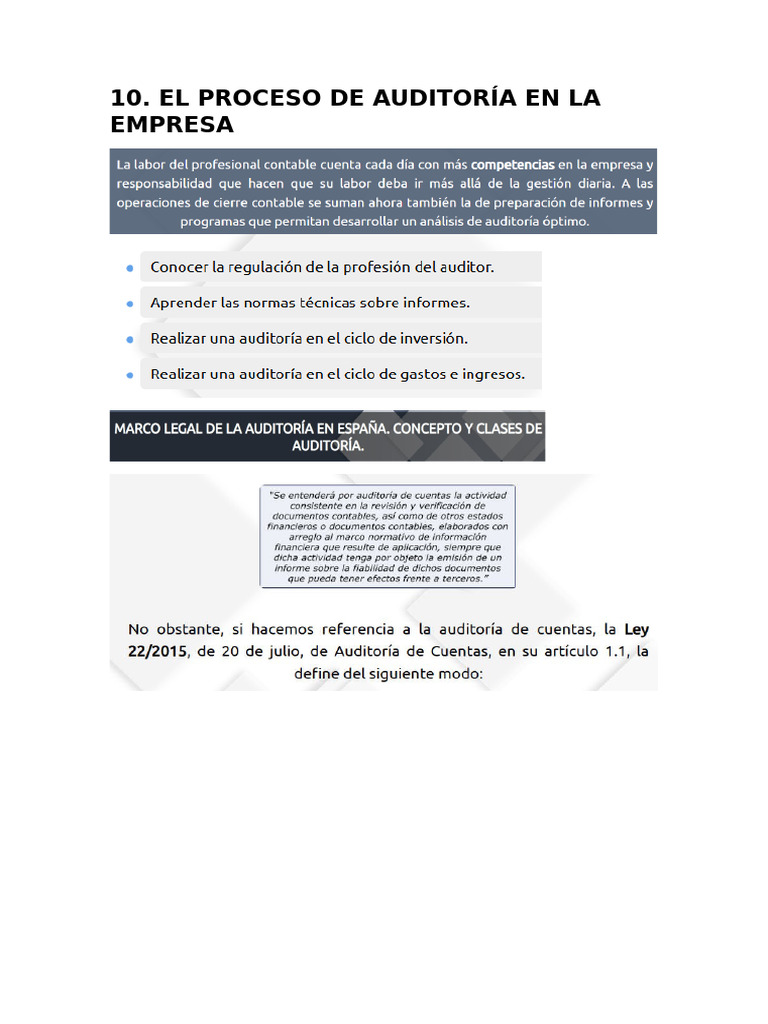 El Proceso de Auditoría en La Empresa | PDF