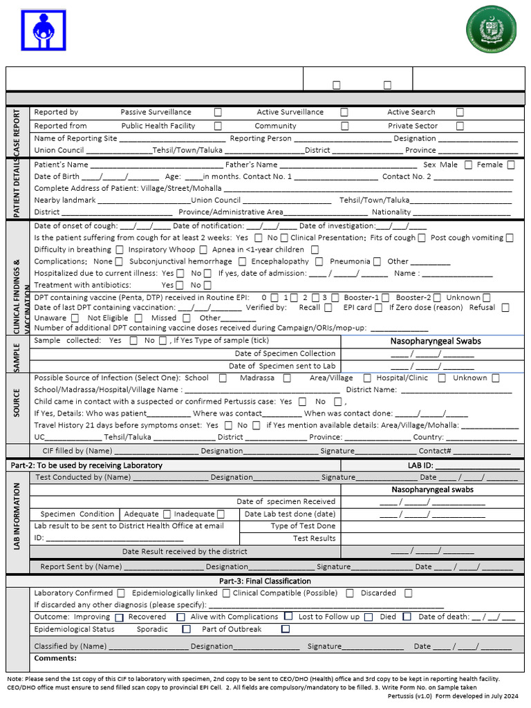 Revised CIF Pertussis v2.0 | PDF | Pediatrics | Human Diseases And Disorders