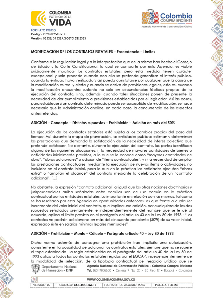 Concepto C - 471 de 2023 - Modificacion Contratos | PDF | Salario mínimo | Precios