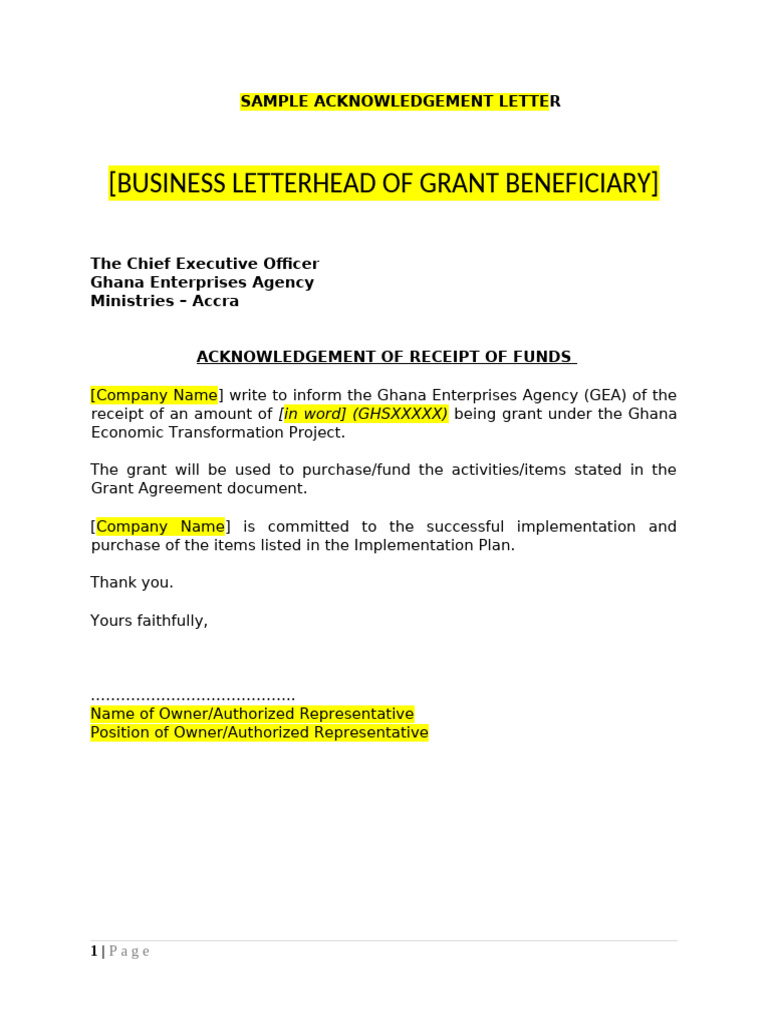 Acknowledgement Letter_sample (2) | PDF