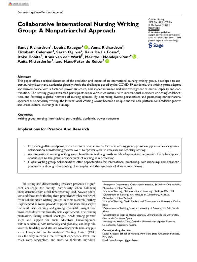International Nursing Writing Group Insights | PDF | Nursing | Knowledge
