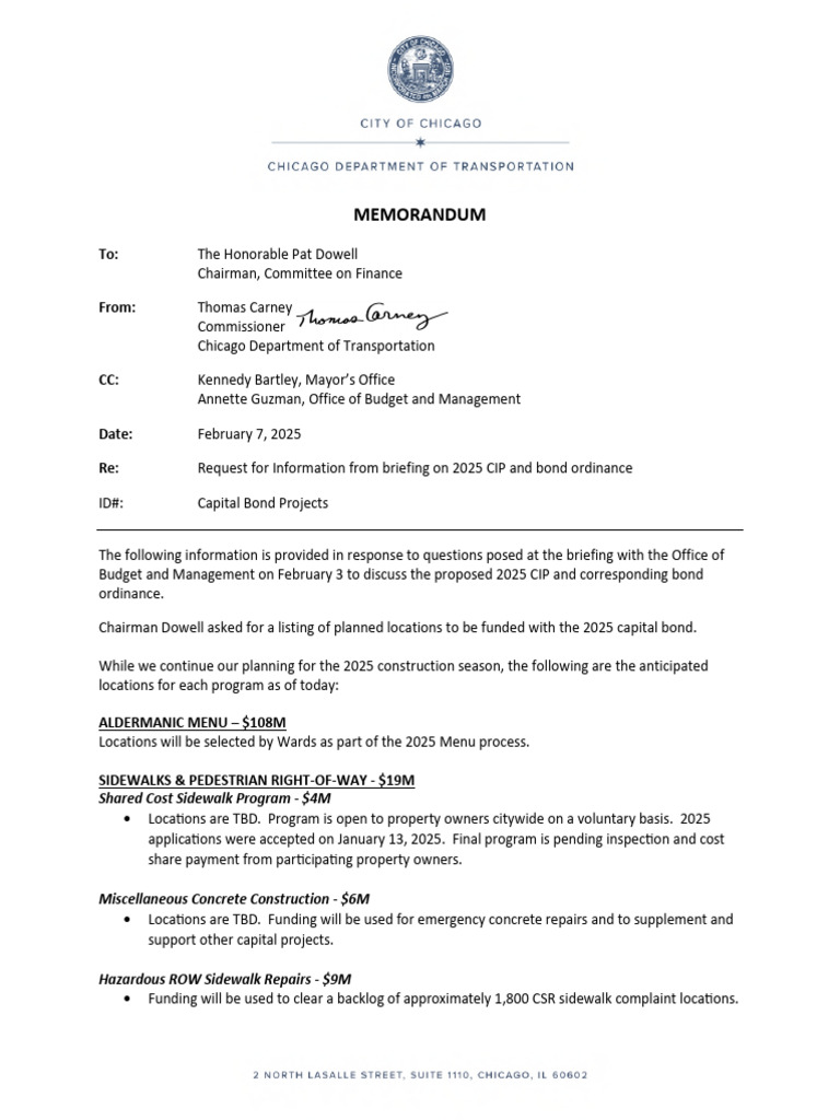 CDOT Memo Capital Bond Projects | PDF | Transport